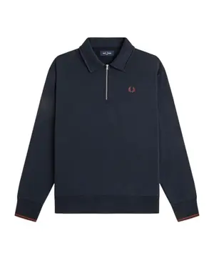 Fred Perry Half Zip Collared Sweatshirt - Navy