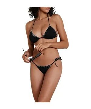 Marysia Black Bikini Triangle Bottoms With Side Ties