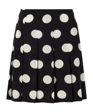 Junya Watanabe Pleated Polka-dot Georgette Midi Skirt - Black
