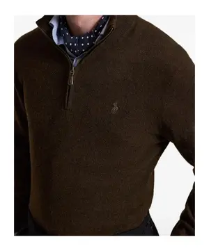 Polo Ralph Lauren Embroidered Pony Quarter-zip Sweater - Brown