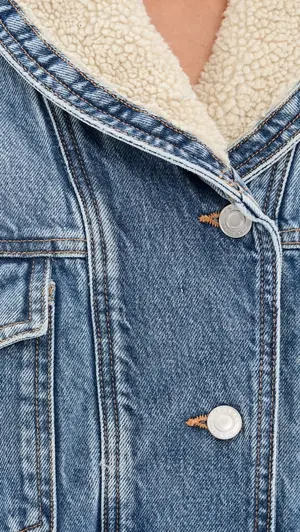 Isabel Marant Étoile Pimia Denim Jacket With Shearling Collar - Light Blue