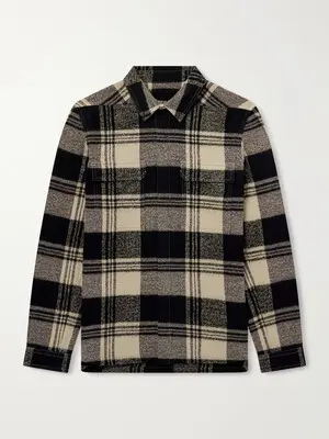 Rick Owens Checked Cotton And Wool-blend Flannel Overshirt - Gray