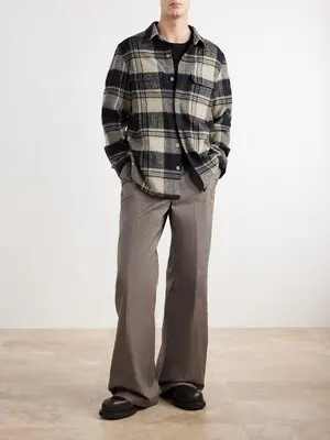 Rick Owens Checked Cotton And Wool-blend Flannel Overshirt