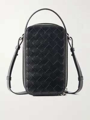 Bottega Veneta Getaway Intrecciato Leather Messenger Bag - Black