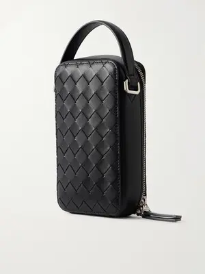 Bottega Veneta Getaway Intrecciato Leather Messenger Bag - Black
