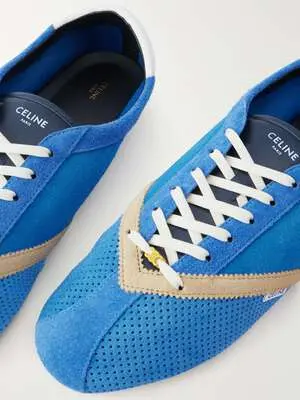 Celine Suede And Leather Trimmed Lace-up Sneakers