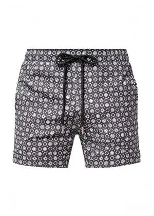 VAYLA Mid Length Octagon Print Swim Shorts With Adjustable Drawcord - Black