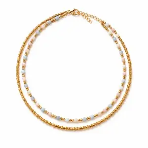 NUVV COLLECTION Pastel Beaded Layered Necklace Set