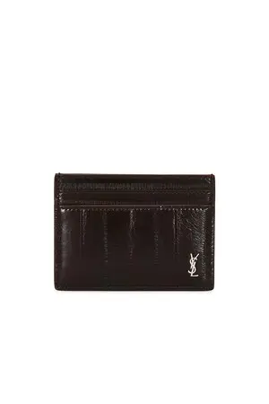 Saint Laurent Credit Card Case In Brown - Scotch Brown