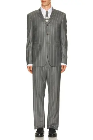 Thom Browne Fit Wool Flannel Chalk Stripe Blazer In Grey