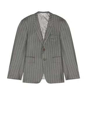 Thom Browne Fit Wool Flannel Chalk Stripe Blazer In Grey