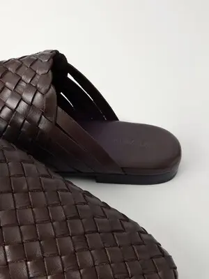 ST. AGNI Woven Leather Pointed Toe Slip-ons