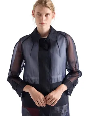Prada Single-breasted Crinoline Coat - Blue