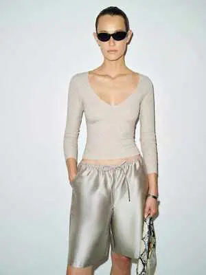 REFORMATION Sheri Knit Top - Grey