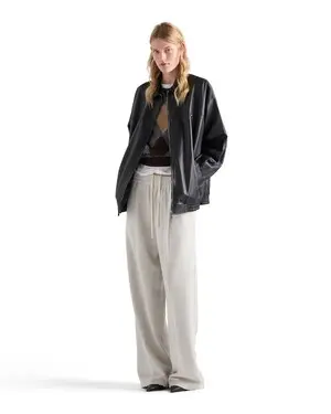 Prada Cotton Fleece Wide-leg Pants - Grey