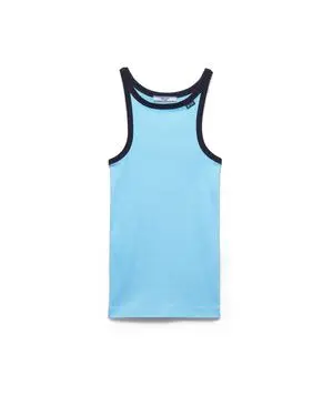 Prada Ribbed Knit Scoop Neck Tank Top - Light Blue