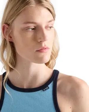 Prada Ribbed Knit Scoop Neck Tank Top - Light Blue