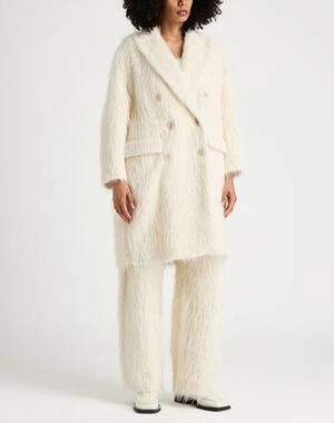 Brunello Cucinelli Coat Ivory Size Alpaca Wool, Polyester