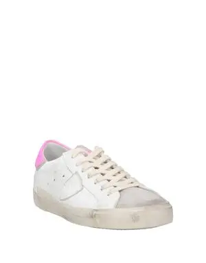 Philippe Model Low Top Distressed Leather And Suede Sneakers