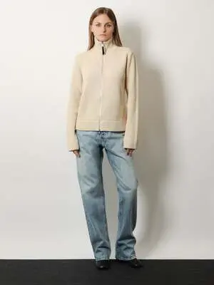 MAISON MARGIELA Wool Blend Zip-up Cardigan - Beige