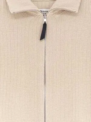 MAISON MARGIELA Wool Blend Zip-up Cardigan - Beige