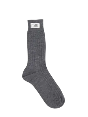 MAISON MARGIELA Ribbed Wool Blend Crew Socks - Grey