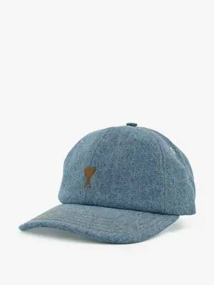 AMI Paris Denim Hat With Embroidered Logo