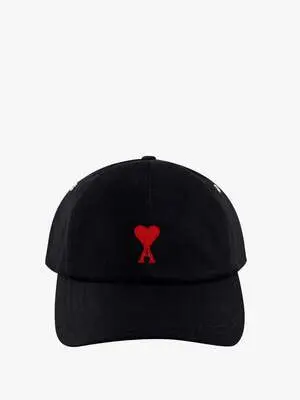 AMI Paris Cotton Hat With Embroidered Logo On The Front - Black
