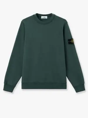 Stone Island Cotton Sweatshirt With Side Logo Patch - Green