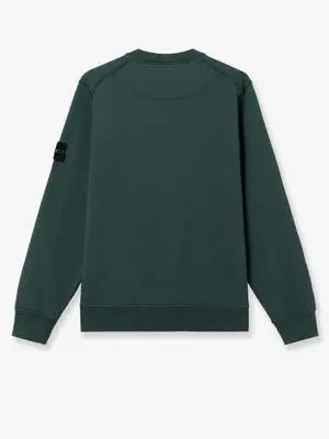 Stone Island Cotton Sweatshirt With Side Logo Patch - Green