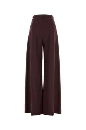 LE SULLY STUDIO Aubergine Stretch Flannel Wide-leg Trousers