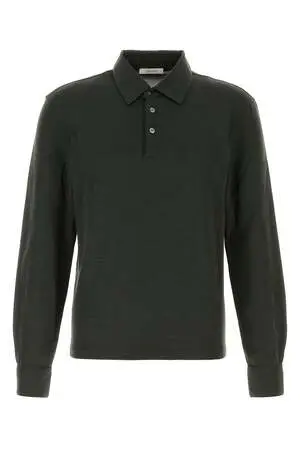 THE ROW Dark Knit Reyes Polo Shirt - Green