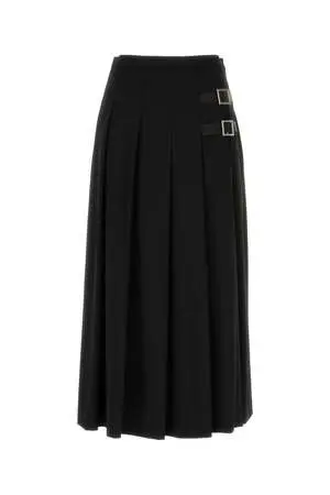 LE SULLY STUDIO Stretch Wool Blend Pleated Skirt