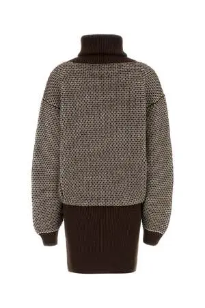 MAISON MARGIELA Embroidered Wool Blend Mini Sweater Dress