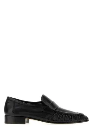 THE ROW Pebble Leather Soft Loafers