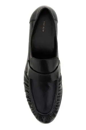 THE ROW Pebble Leather Soft Loafers