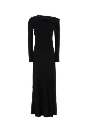 Alberta Ferretti Crepe Maxi Dress With Slit