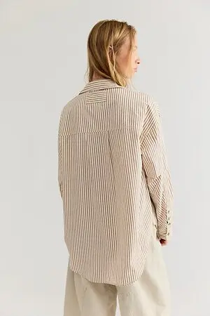 Free People We The Free Lexi Striped Button Down Shirt - Tea Combo