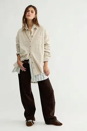 Free People Lexi Striped Shirt - Tea Combo
