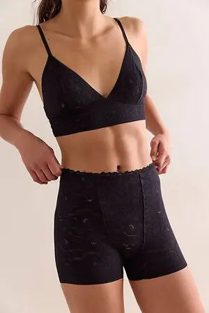 Free People Smooth Talking Lace Boxers - Black