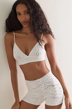 Free People Smooth Talking Lace Boxers - Clean Ivory