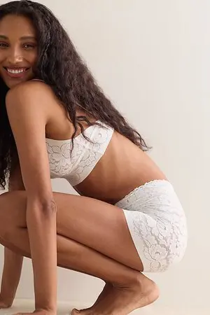 Free People Smooth Talking Lace Boxers - Clean Ivory