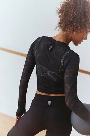 Free People Tempo Ruched Moonlace Long Sleeve