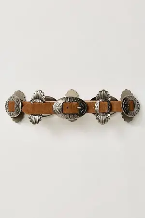 UNDERSTATED LEATHER Concho Buckle Suede Belt