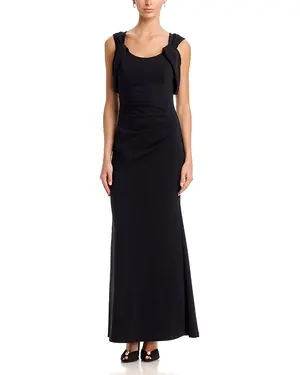 Eliza J Draped Shoulder Mermaid Gown - Black