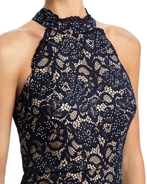 Eliza J Lace Halter Mock Neck Sheath Dress