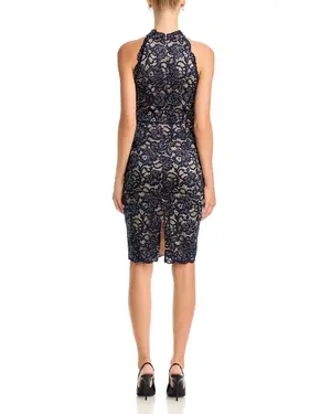 Eliza J Lace Halter Mock Neck Sheath Dress
