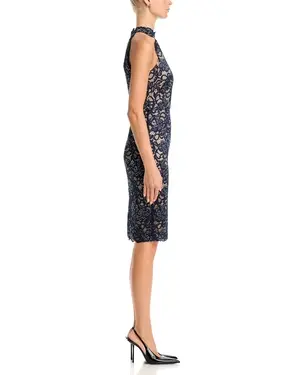 Eliza J Lace Halter Mock Neck Sheath Dress