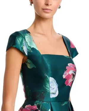 Eliza J Square Neck Cap Sleeve Midi Dress