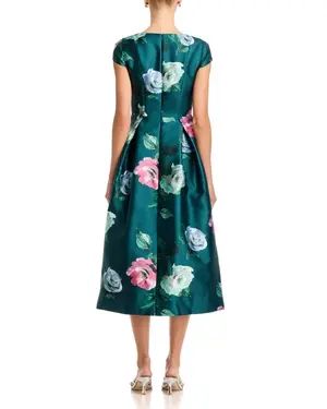 Eliza J Square Neck Cap Sleeve Midi Dress